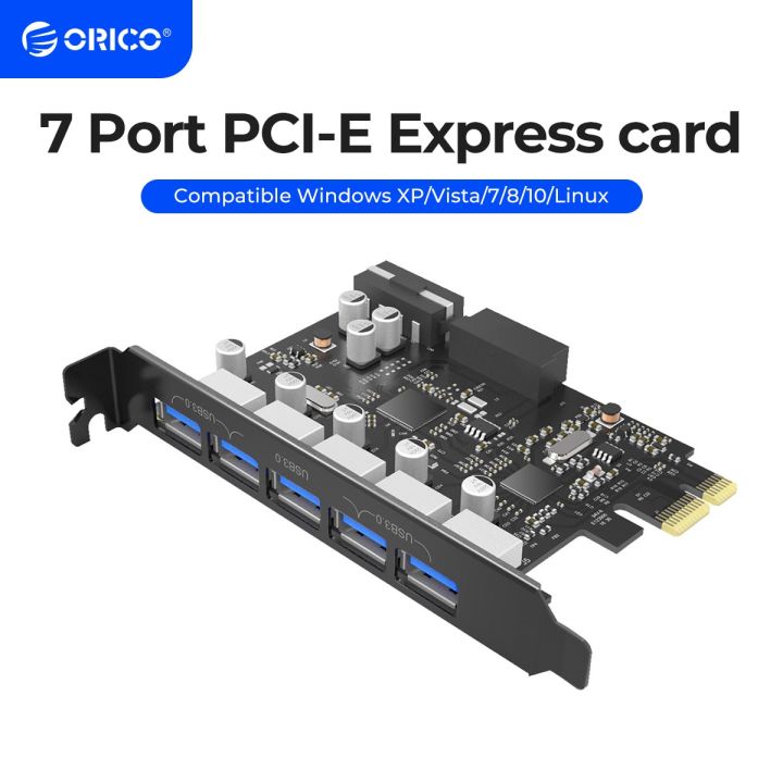 ORICO SuperSpeed 7 Port USB 3.0 PCI-E Express Card with a 15pin SATA ...
