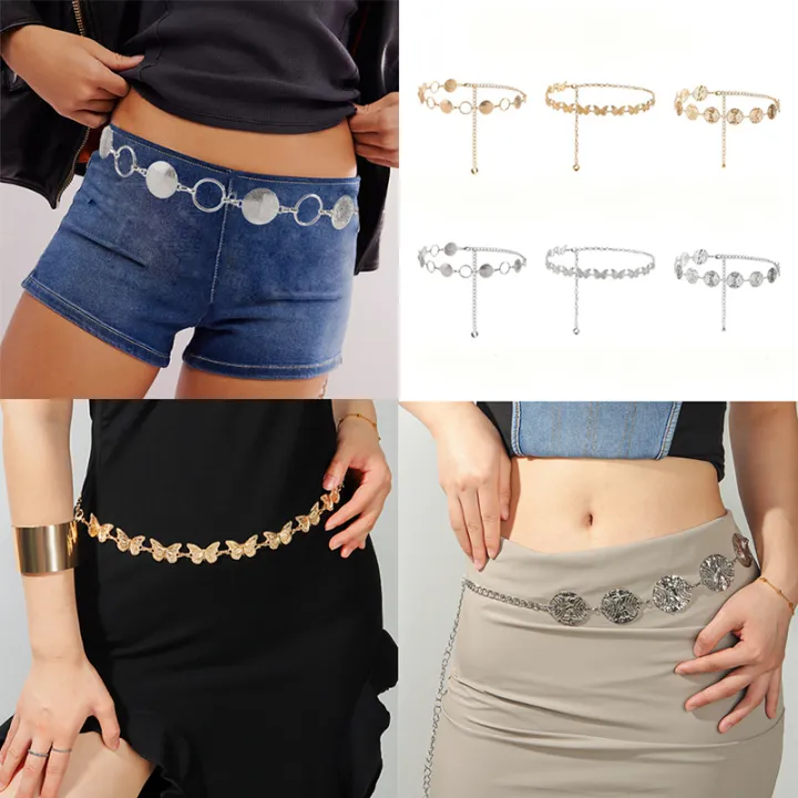 1PC Elegant Ladies Metal Waist Chain Bow Round Body Chain DIY ...