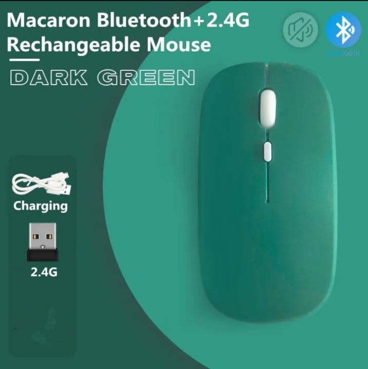 Rechargeable Wireless Bluetooth Mouse 2.4G USB Mice For Android Windows ...
