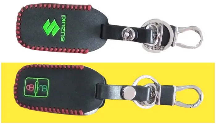 Wagon R Leather Car Keyless Remote Cover Case with Keychain Black ...