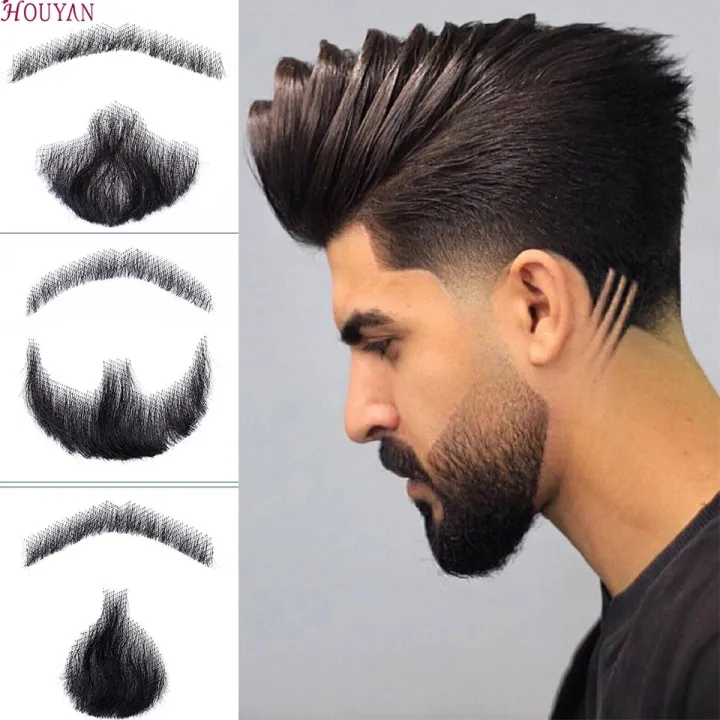 HOUYAN Lace Beard Synthetic Beard For Men Mustache Hand Made By Real ...