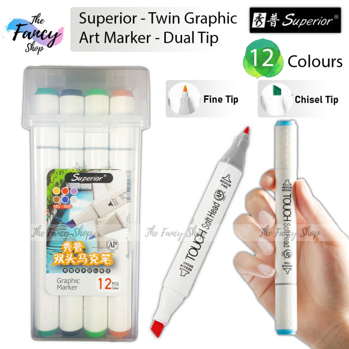 Superior Twin Graphic Art Marker Touch Copic Art Marker Dual Tip Chisel ...