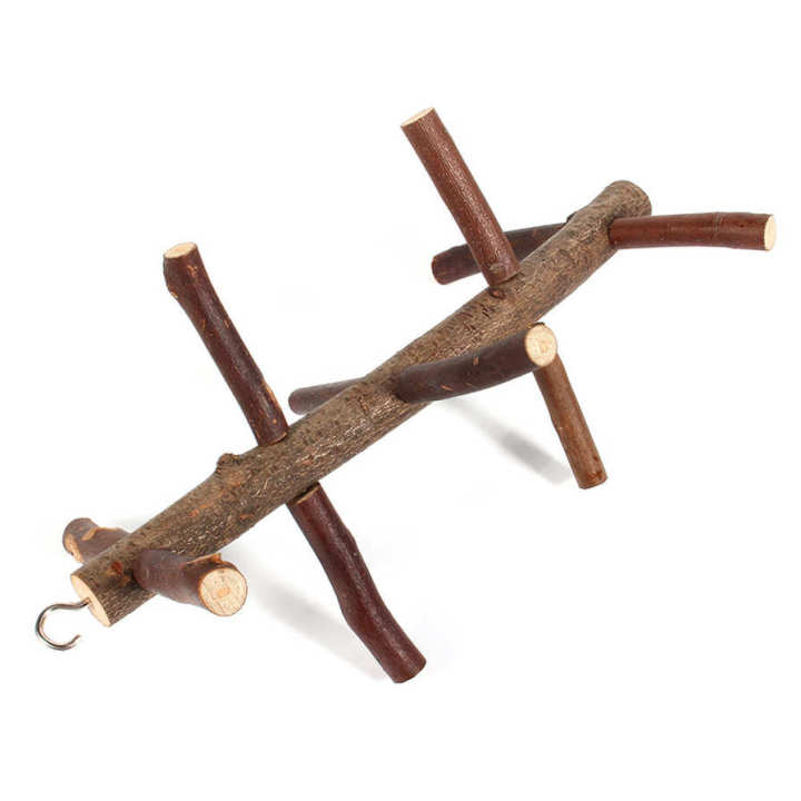 Perch rotating scale made of natural wood bark 10 branches leaping ...