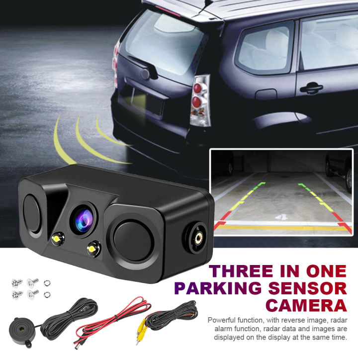 Car Reverse Backup Radar Sensor Kit 3 In 1 Car Night Vision Rear View ...