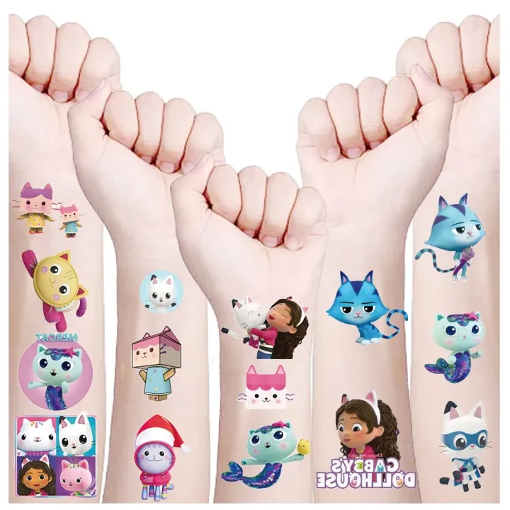 NEW Gabby Dollhouse Cats Tattoo Sticker Children Toy Temporary Tattoo ...