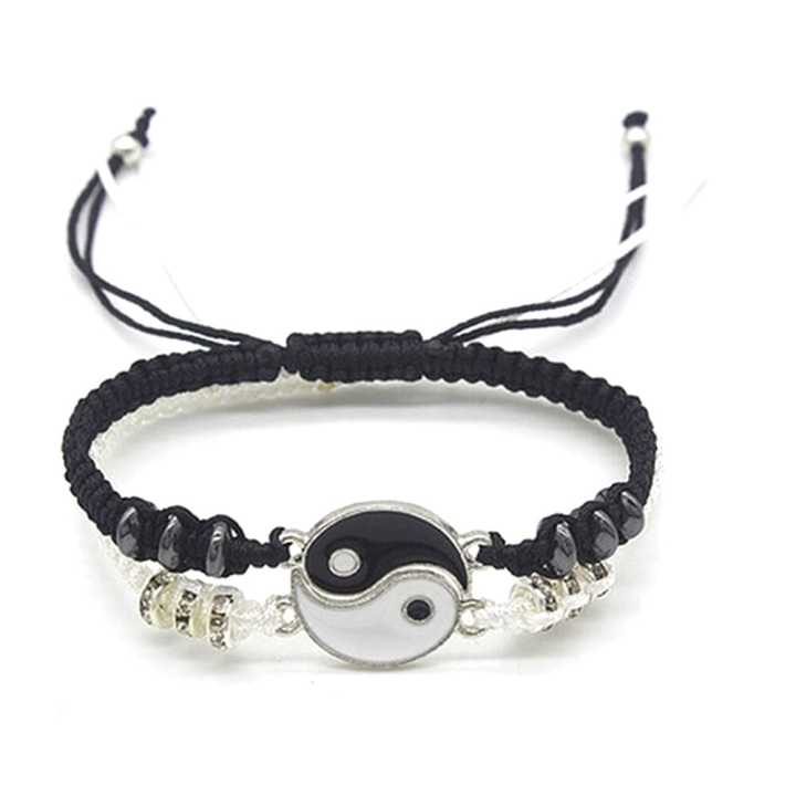 2pcs Tai Chi Couple Bracelets Necklace -Women Men Braid Rope Chain Yin ...