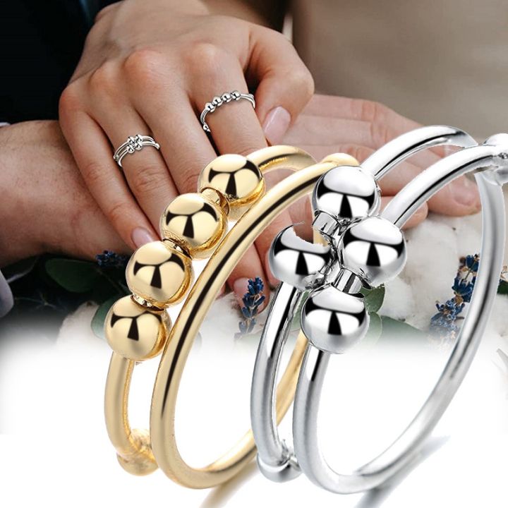 Rotating Anxiety Relief Bead Ring- Color-Adjustable Opening Stress ...