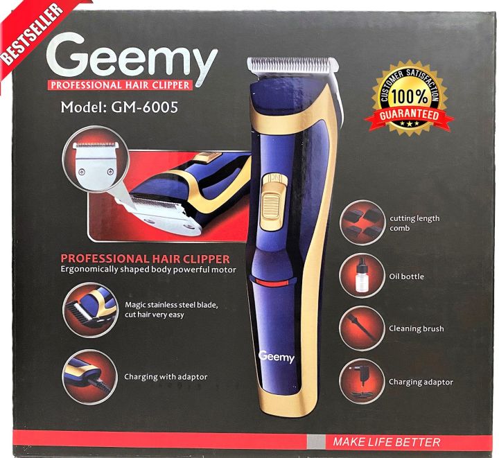 Geemy Gm 6005 Professional Cordless Rechargeable Hair Clipper Trimmer ...