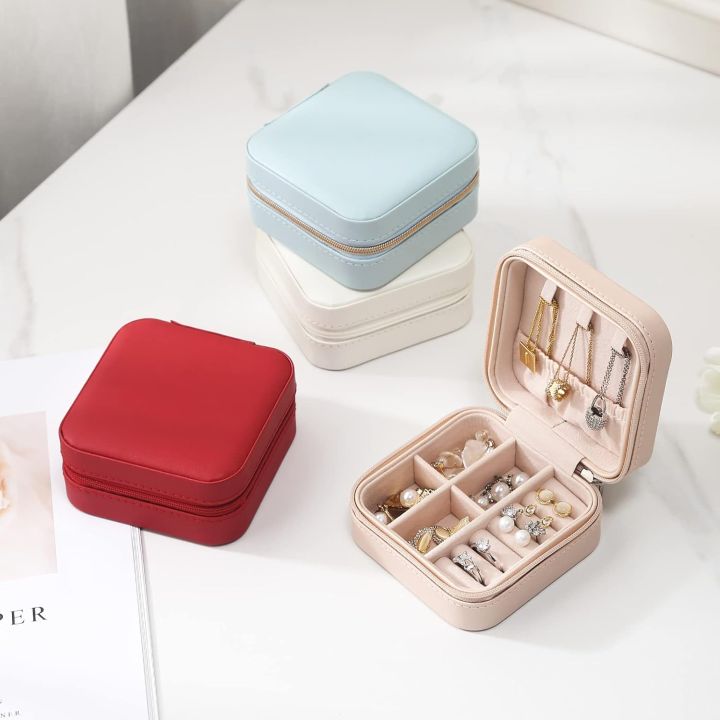 PU Leather Organizer For Jewelry Portable Jewelry Box Travel Ring box ...