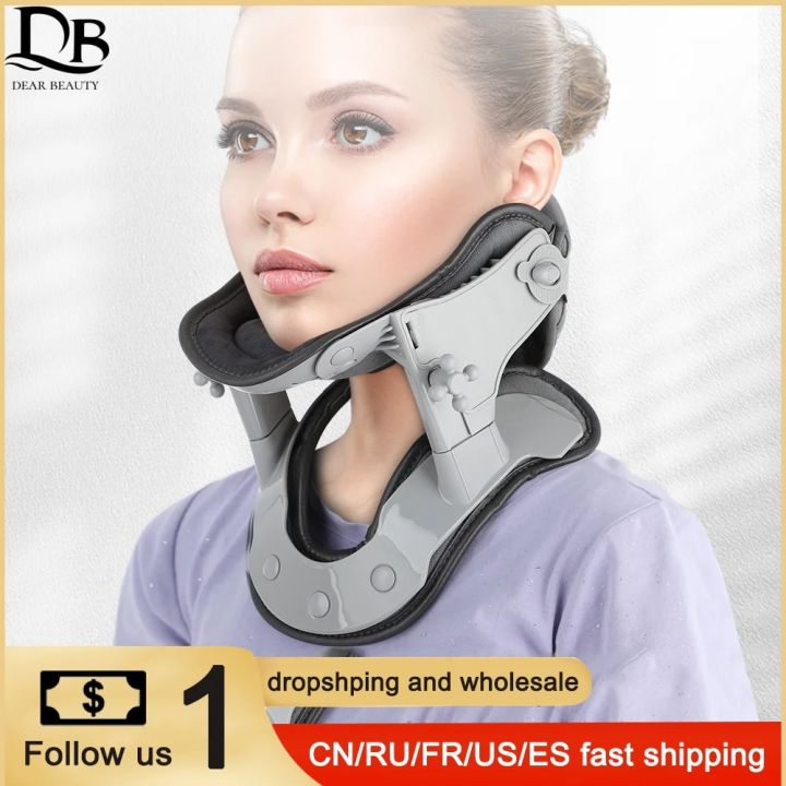 Heating Cervical Traction Device Neck Stretcher Hot Compress Adjustable ...