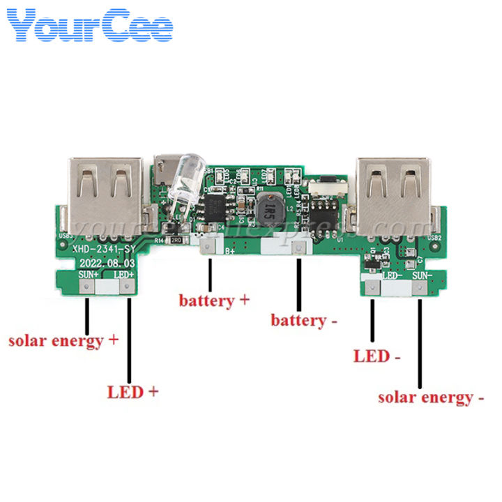 2 USB 5V 2A Mobile Power Bank Charger Module Lithium Li-ion 18650 Battery Charging Board LED ...