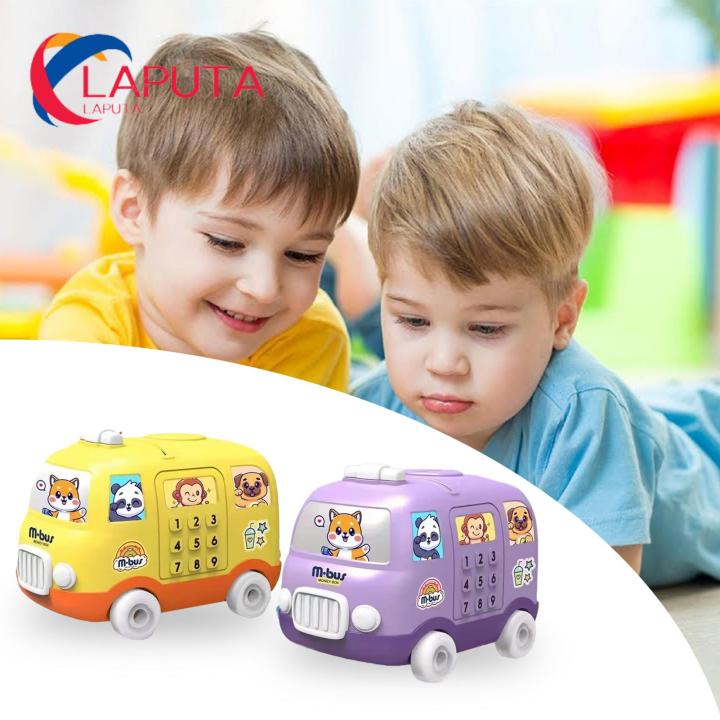 Mini Cartoon Bus Toy Cute Bus Kids Cartoon Coin-Saving Storage Box ...