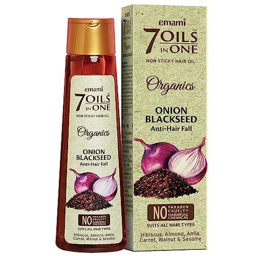 Emami 7 Oils In One Organics Onion Blackseed Hair Oil | Anti-Hair Fall ...