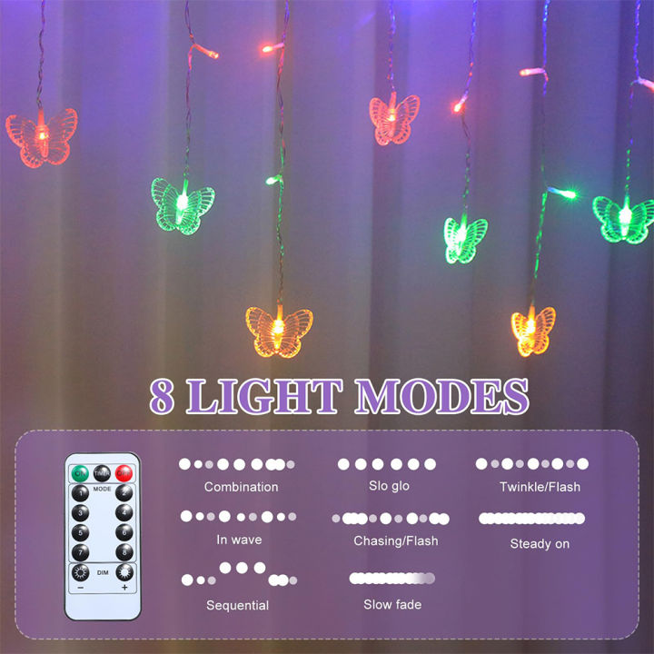 Butterfly Curtain Fairy Lights USB Plug in USB Window Fairy Lights ...