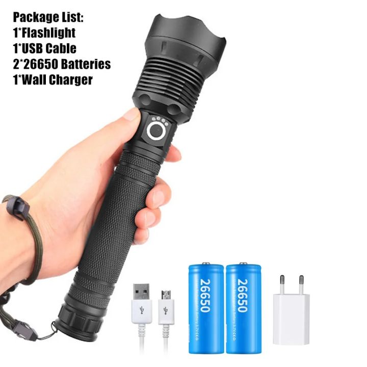 USB Powerful xhp70.2 Flashlight Torch Super Bright Rechargeable Zoom LED Tactical Torch xhp70 ...
