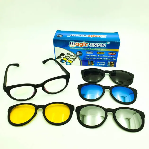 5 in 1 Multi Color Magic Magnetic Vision Glass Sun glass Day and Night ...