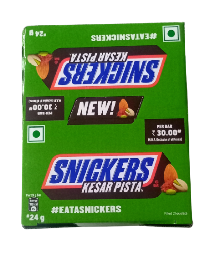 Snickers Tasty Sweet Kesar Pista Nougat & Caramel Chocolate Bar 22g ...