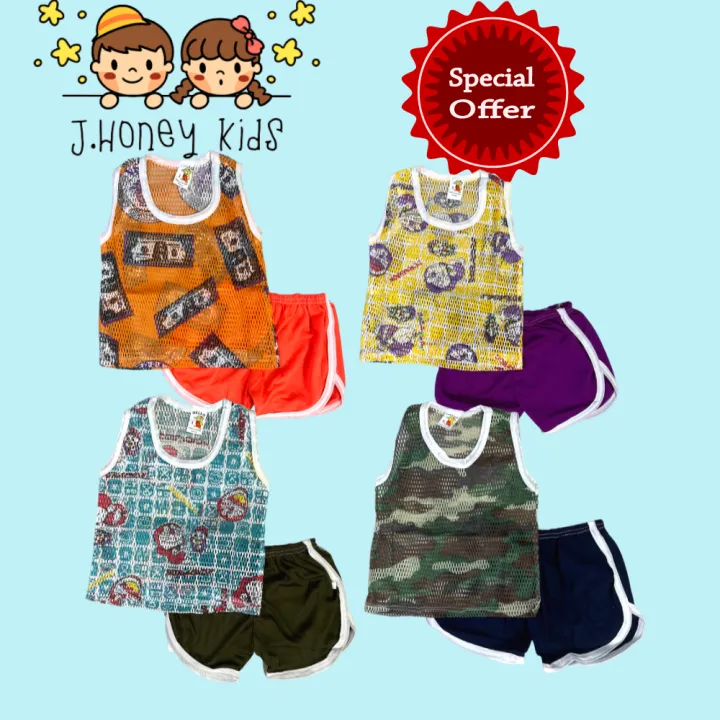 J.Honey Kids Baju Baby Boy Clothes Sets Suits Summer Sleeveless T-shirt ...