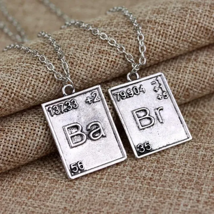 Vintage Jewelry Breaking Bad Necklace Chemical Symbol Br Ba Pendant ...