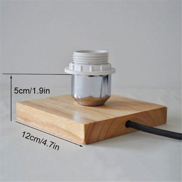 【Folio & Light】Plug In Square Solid Wooden Lamp Base Holder With On/off ...