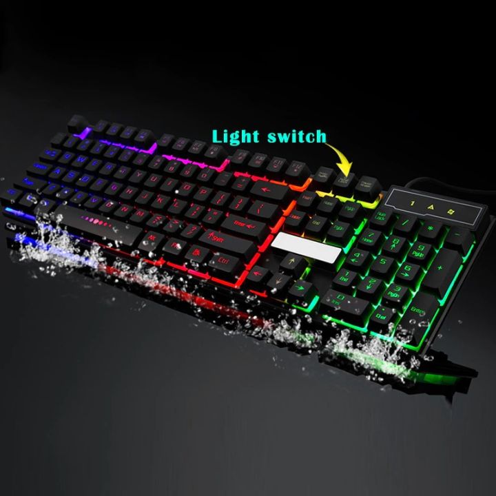 Gaming Keyboard RGB Crack LED Rainbow Backlit Wired Waterproof Keyboard ...