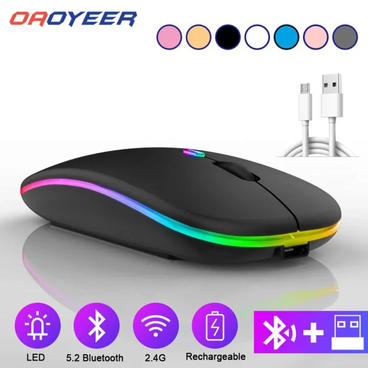 Mouse Rechargeable Mouse Silent Mause LED RGB Ergonomic Mouse For PC ...