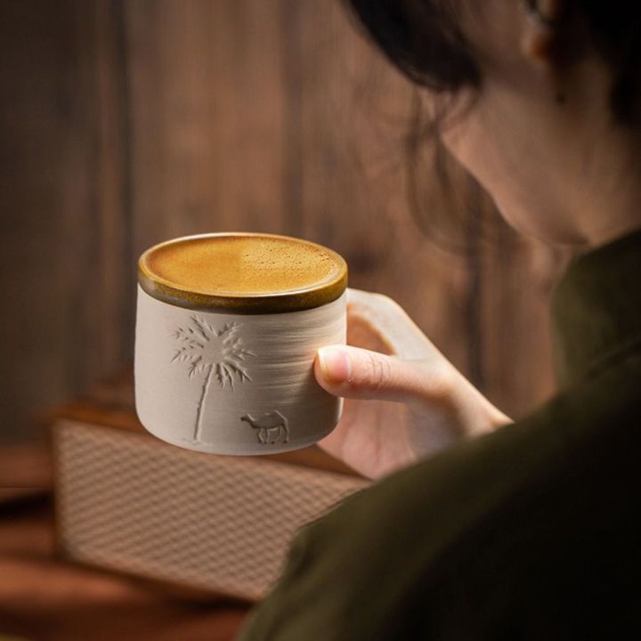 Exotic Coarse Pottery Palm Tree Coffee Mug Set Arabic Style Vintage ...