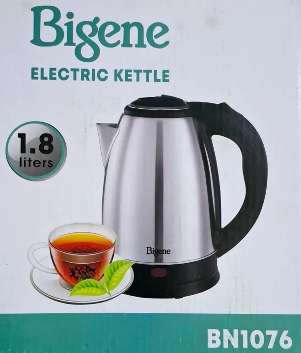 *BIGENE* Electric Kettle 1.8Lt Stainless Steel 360 Rotation 1 year ...