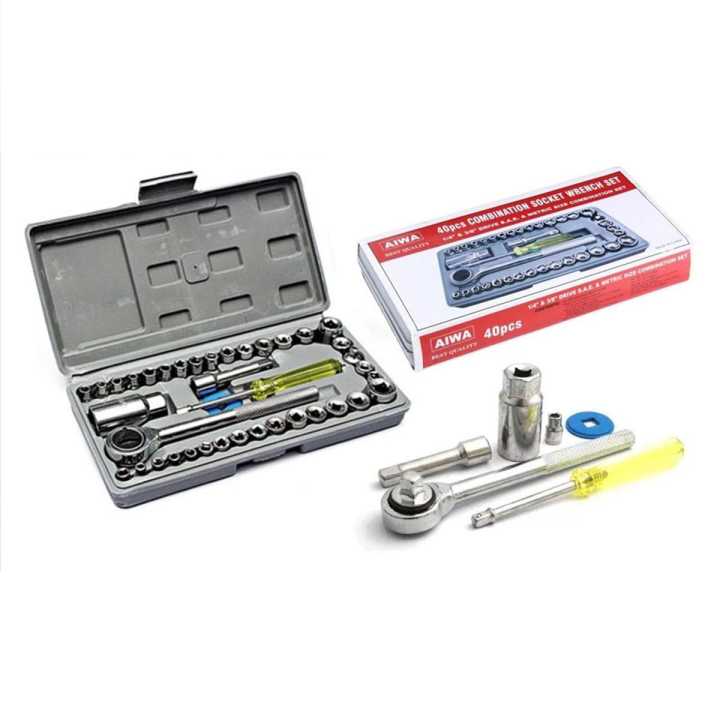 Complete 40-Piece Socket Spanner Set Featuring Ratchet Wrenches ...