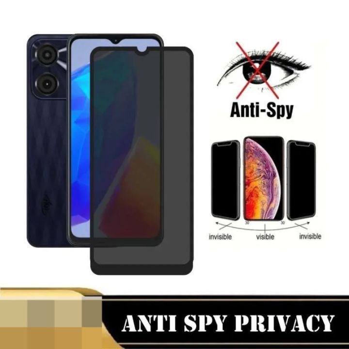 ITEL A60 Privacy Full Cover Tempered Glass Screen Protector- Black Edge ...