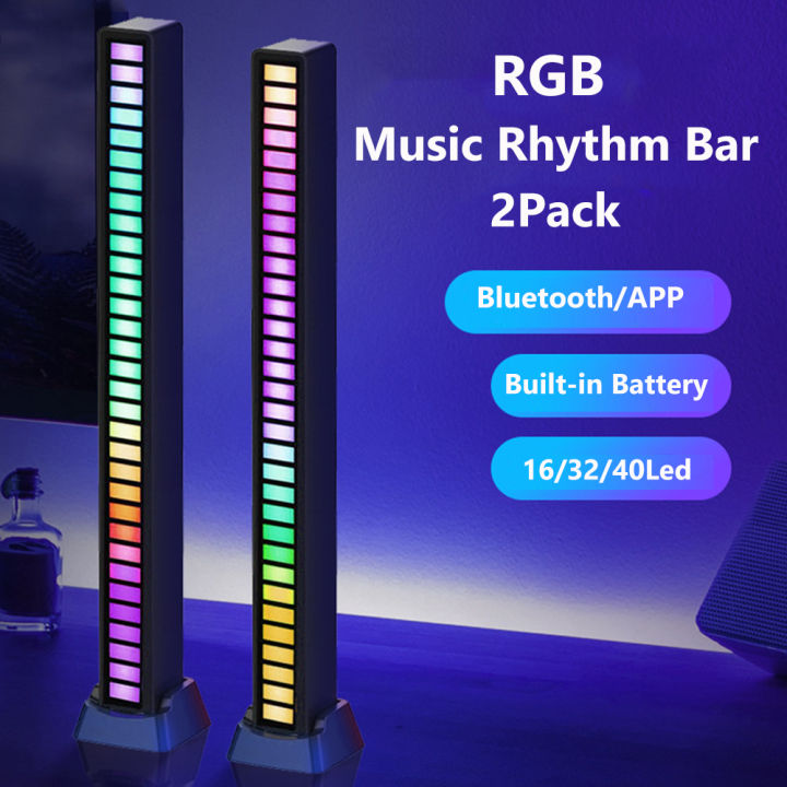 2pack Rgb Music Rhythm Lights Thpe-C Charge Built-In Rechargeable Music ...
