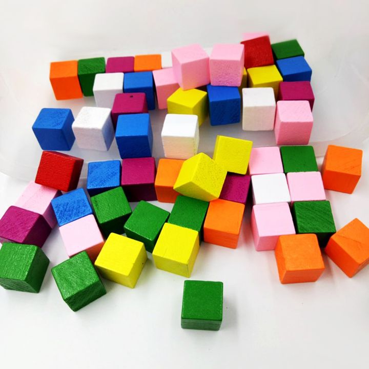 50 Pieces Assorted Wooden Shapes Blocks Cube Embellishments for Kids ...