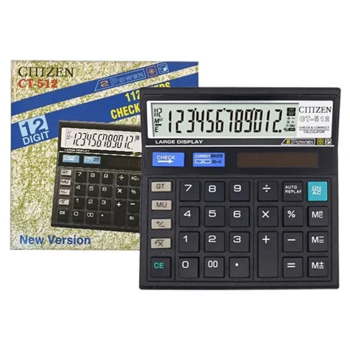 Citizen 12 Digits Calculator - Large 12-Digit CT 512 Calculator With ...