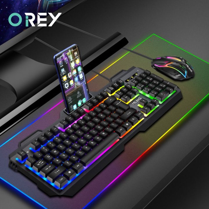 Mechanical Feel Wire Gaming Keyboard Mouse Set USB RGB Colorful ...