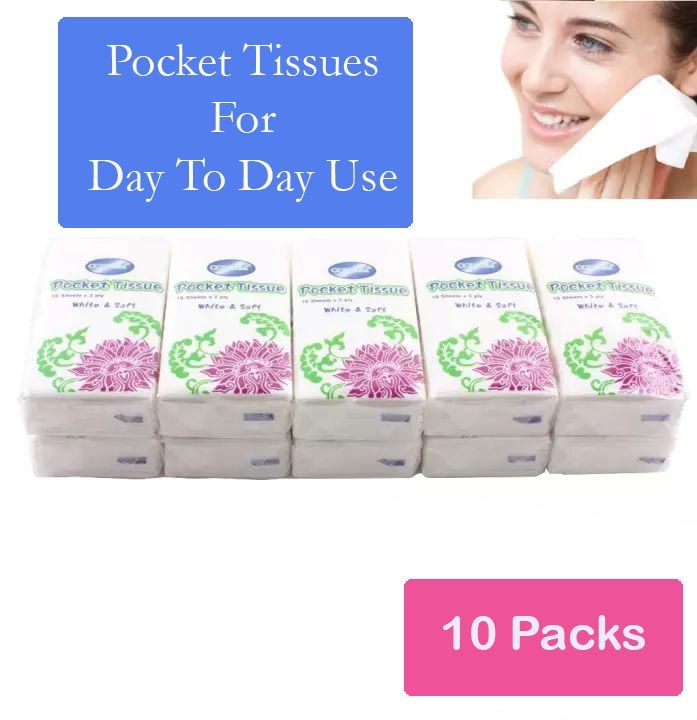 Pocket Tissues 10 Packs Soft Pocket Tissue Packs Cotton Tissue Face ...