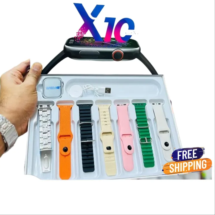 WISME WS-X11 Smart Watch Series 10 With Seven 7 Straps Wireless Charging HD AMOLED ChatGPT NFC ...
