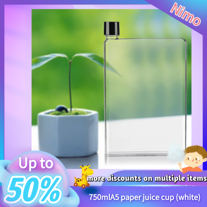 750ml Leak Proof Flat Slim Water Bottles Plastic Transparent Portable ...