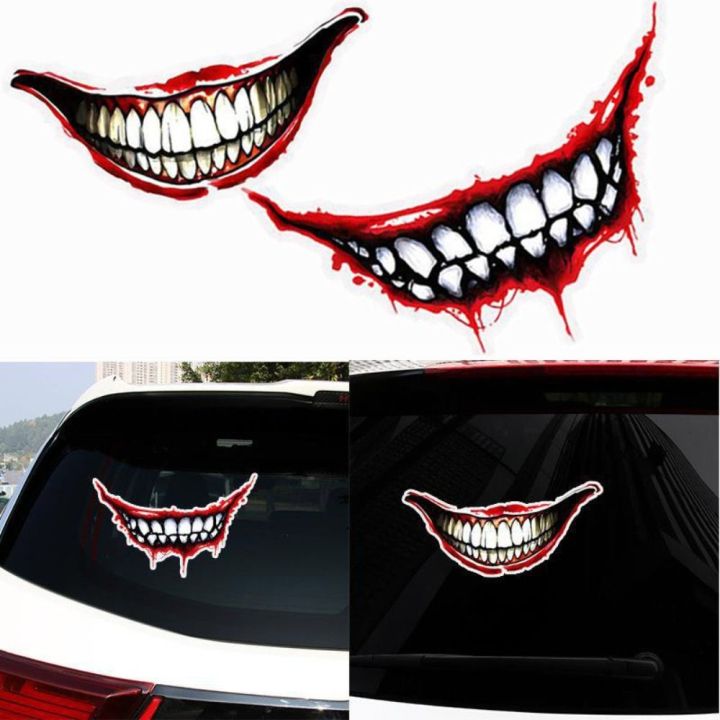 Creative Accessories Self-Adhesive Evil Tooth Car Decal Bloody Lips ...