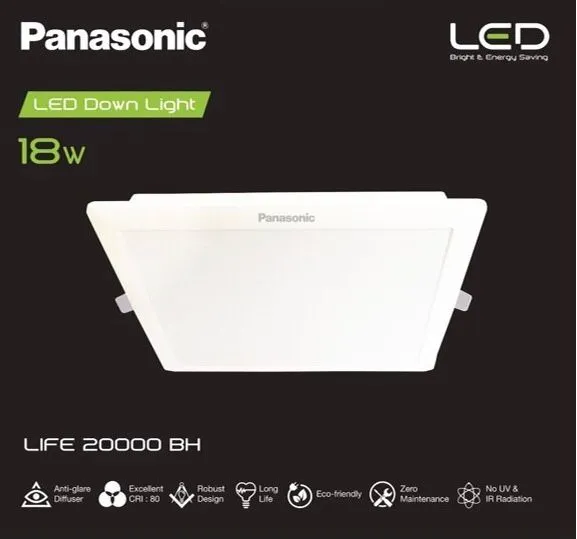 18W PANASONIC LED PANEL RECESSED SQUARE LIGHT 3000K / WARM WHITE [ID ...