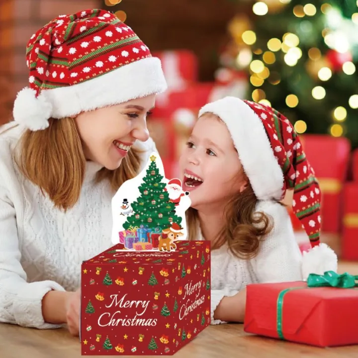 Fun Money Roll Pull Out Paper Christmas Cash Box Square Surprise ...