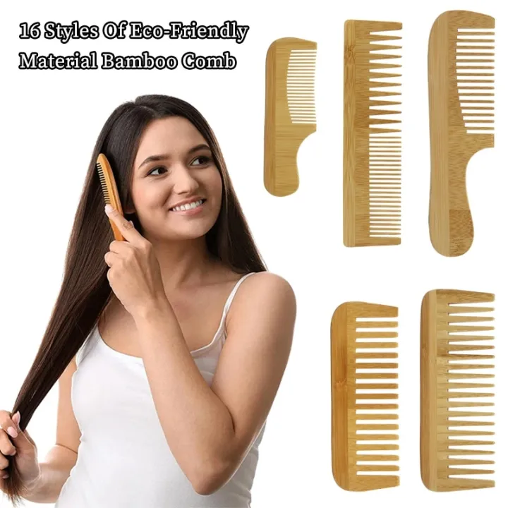 Custom logo Wholesale Eco-friendly Bamboo Wood Wide Tooth Hair Comb ...