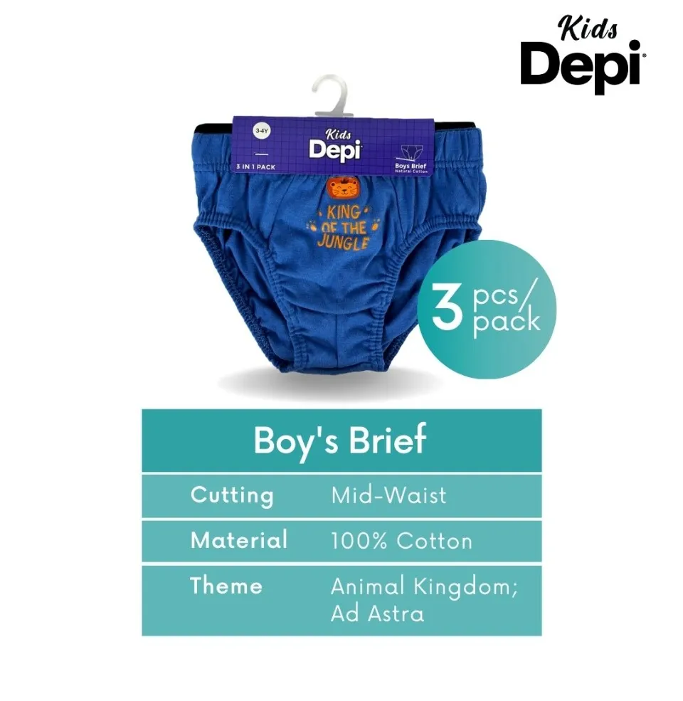 (3 Pcs) Depi Kids Boys Underwear Cotton Mini Brief for Children Cartoon ...