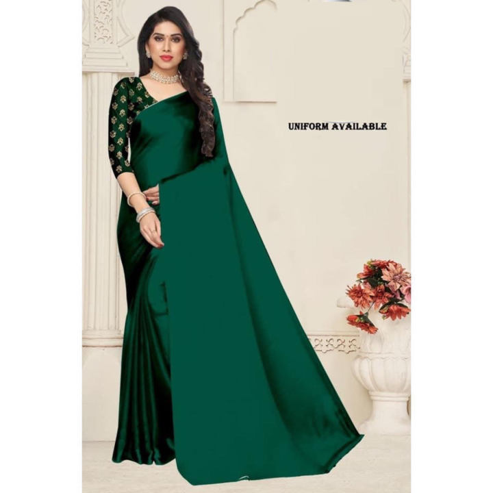 Premium Plain Valentina Saree with Blouse / Superior Plain Color ...