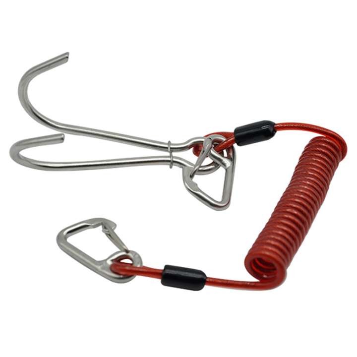 Double Head Dive Reef Rafting Hook Spiral Coil Spring Cord Hook Dive ...