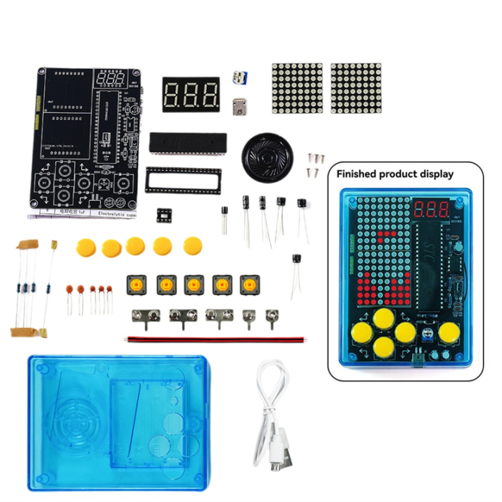 DIY Pixel Game Kit with Voice Mini Pixel Game Console Electronics DIY ...