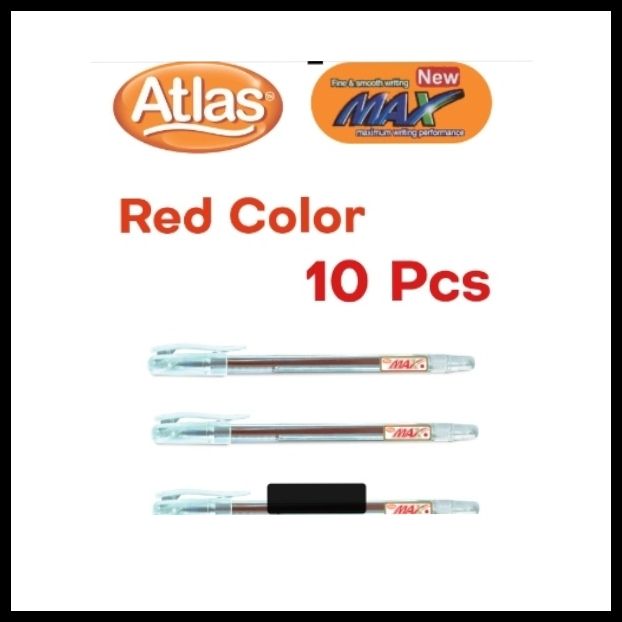Atlas Max Pen Set Red 10 pcs Bundle | Daraz.lk