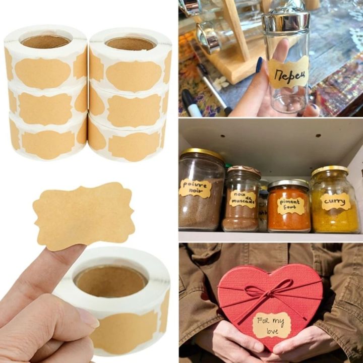 300Pcs/Roll New Self-adhesive Kraft Paper Stickers Organizer Label DIY ...