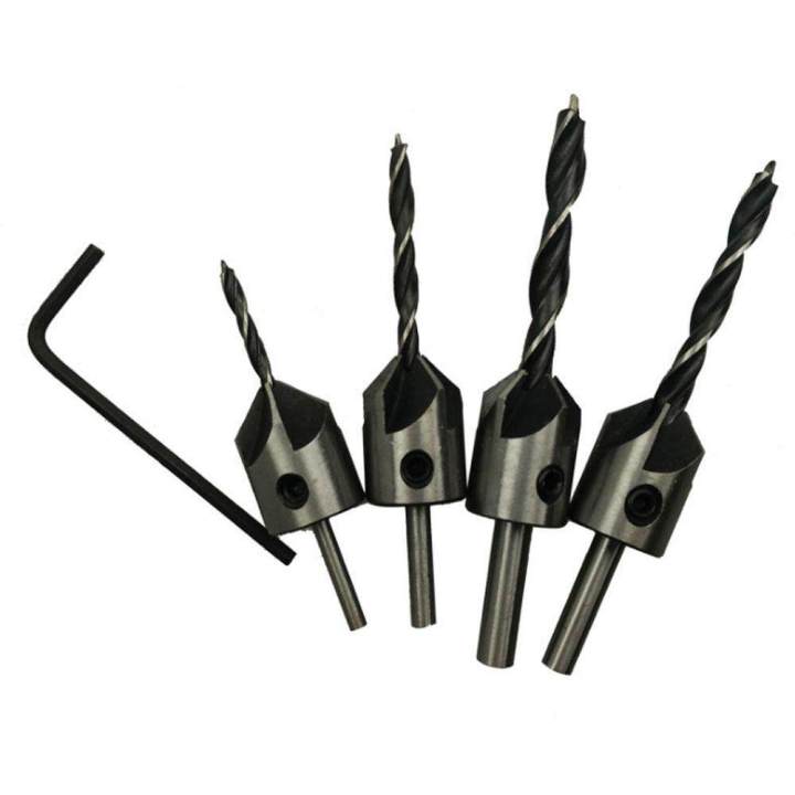 4 Size HSS Countersink Drill Bit Set Carpentry Reamer Woodworking ...
