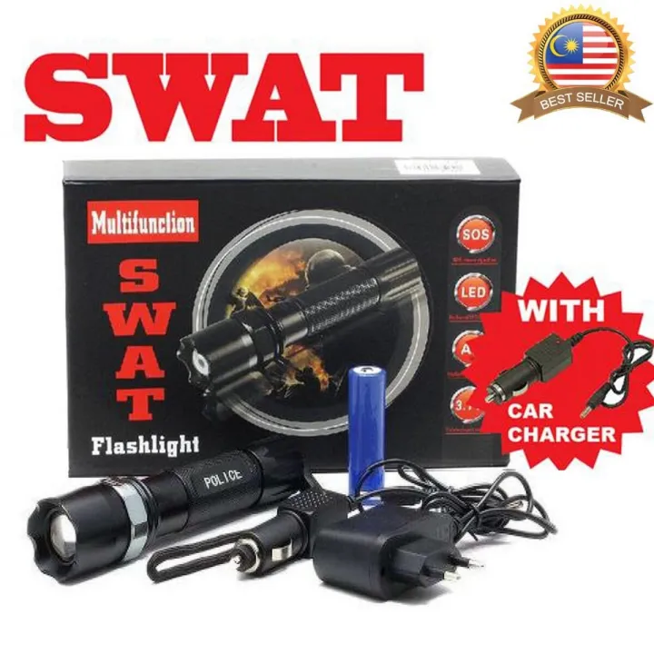 Torch SWAT 3.7V LED Rechargeable Flash Light Heavy Duty | Daraz.lk