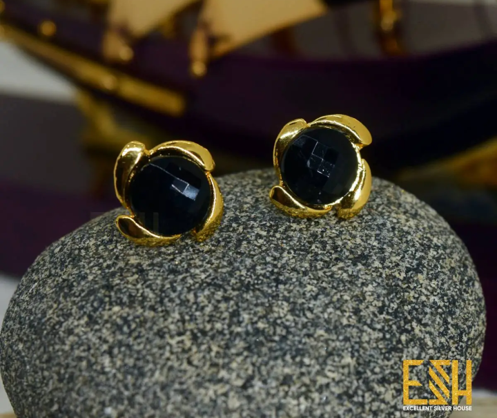 Gold plated Stylish Rich Look Earring With Round Stone | Daraz.lk